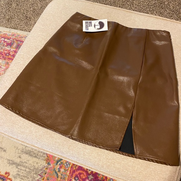 Miss Behavin | Skirts | Miss Behavin Leather Mini Skirt In Brown | Poshmark